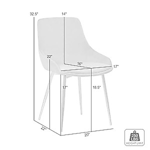 Armen Living Heidi Contemporary Fabric Dining Room Accent Chair, 18.5" Height, Velvet, Blush