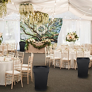 BSTKEY 23 Gallon Stretch Spandex Trash Can Cover, 8 Pack Outdoor Fitted Waste Container Cover Rectangular Garbage Can Covers for Wedding Party Commercial Fundraiser Decor, Without Trash Can (Black)