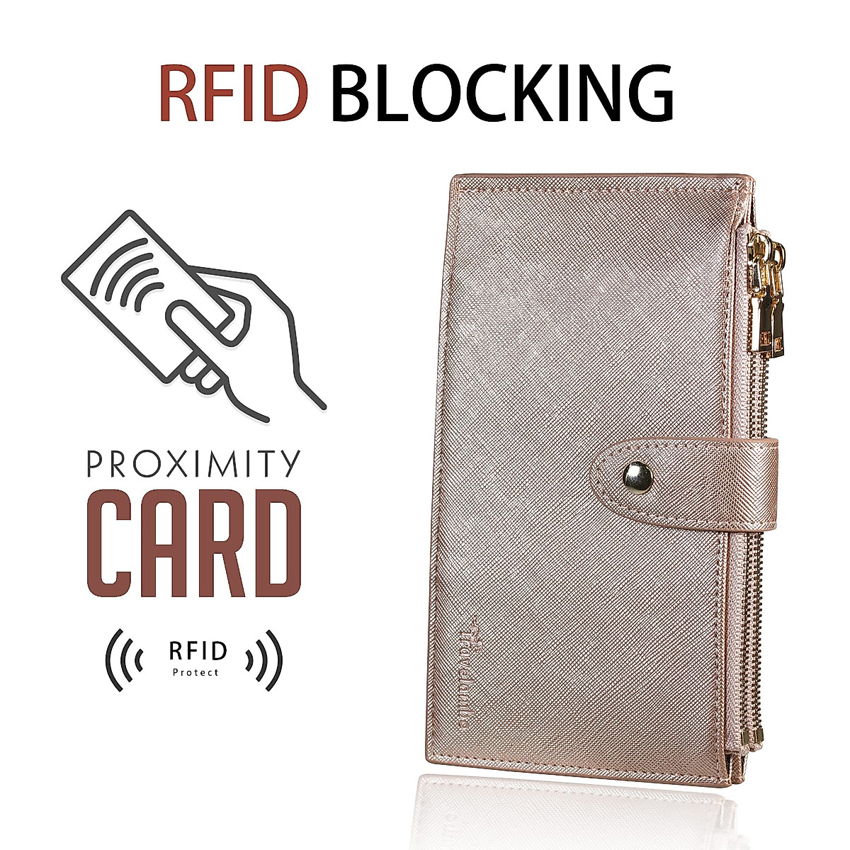 Travelambo Wallet Women RFID Blocking Bifold Multi Card Wallet Case with Zipper Pocket RFID Wallet Women