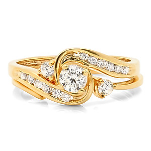 Dazzlingrock Collection 0.50 Carat (Cttw) 10K Diamond Women Swirl Engagement Ring Set 1/2 CT, Yellow Gold, Size 6