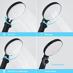 CREA Roman Tub Faucet Black, Tub Faucet Bathtub Bath Faucet Set 3-Hole with Hand Shower Tub Spout Diverter Deck-Mount Pull Out Bathroom Tub Faucet