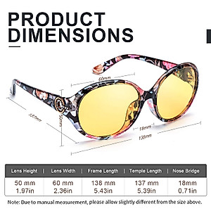 FIMILU Women Oversized Night-Vision Glasses Anti-Glare Yellow Night-Driving Glasses for Rainy/Fog/Nighttime Safe