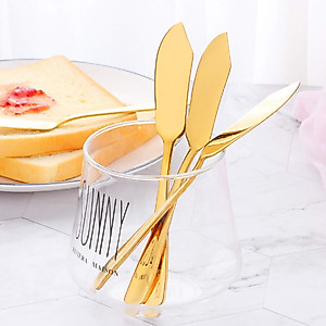 Buyer Star Butter Knives, 18/10 Stainless Steel 6.10 Inch Gold Cheese Spreader Knives Set in Black Gift Box, Dishwasher Safe, Set of 8