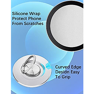 Tomorotec Magnetic Base Plate (Silver) for Phone Grip Holder Ring Stand Removable Accessory for Wireless Charging Compatible with iPhone 12 & Magnetic Case with Charging Ring [Phone Grip Not Included]