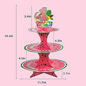 Watermelon Party Supplies Cupcake Stand, 1st First Coco Party Favors Cake Stand for Kids Birthday Party Decorations, Kid's Melon Birthday Baby Shower Party Supplies
