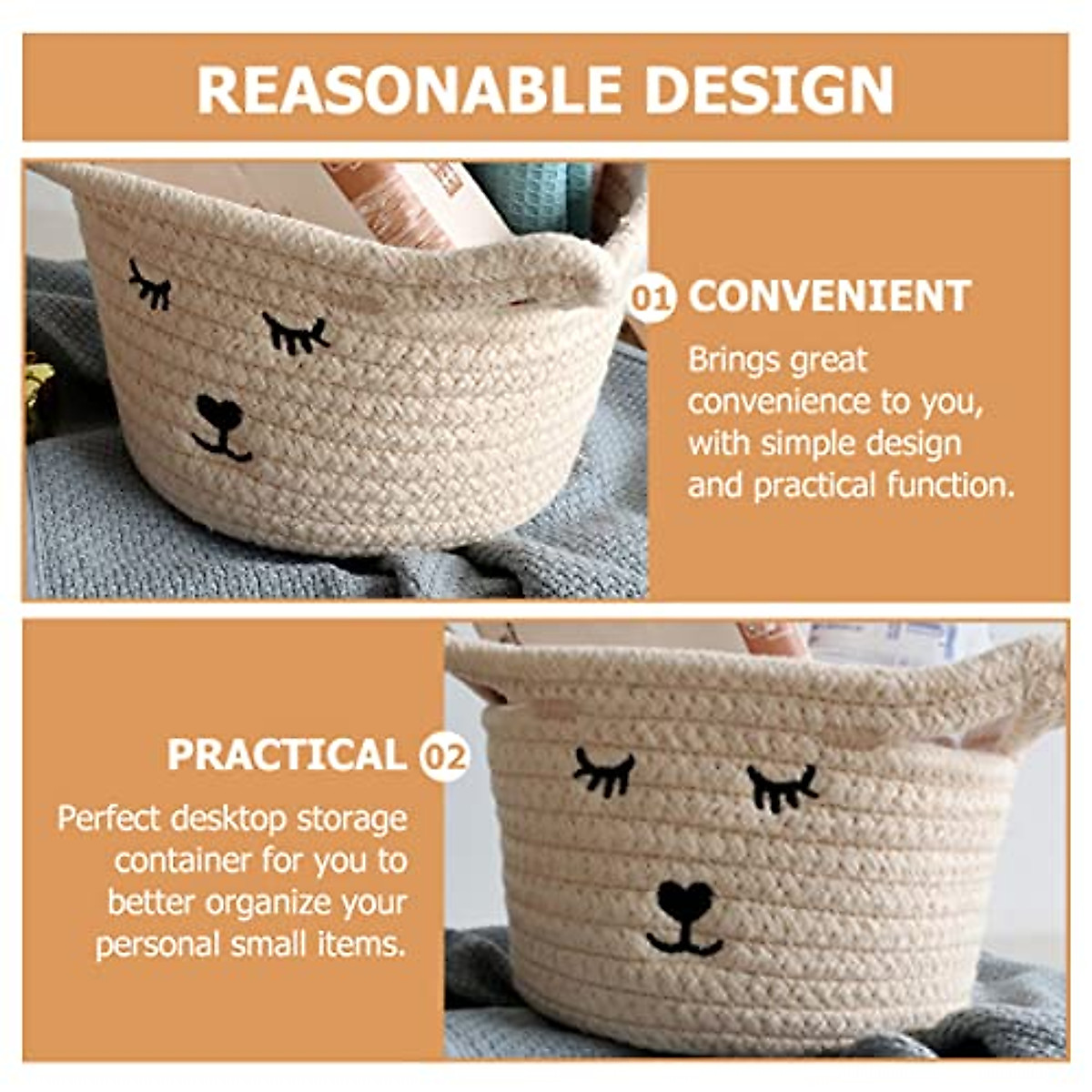 Storage Books Woven Decor Pillows Laundry Blankets Cat Shower Cotton Small Living Baby with Room Ear Throws Hamper Organizer Nursery in for Basket Towel Practical Bins Rope