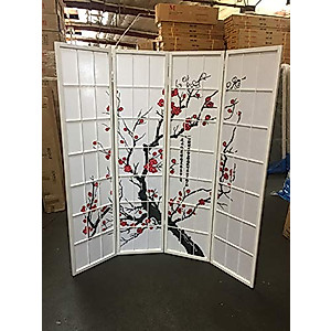 White Blossom Design Room Divider 4 Panel