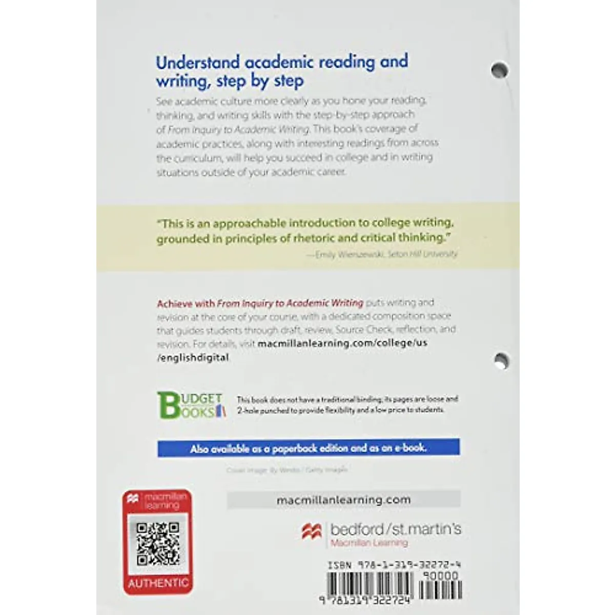 Loose-Leaf Version for From Inquiry to Academic Writing: A Text and Reader
