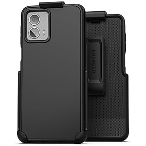 Encased Belt Case for Moto G 5G (2023) Slimshield Phone Case with Holster Clip (2023 Motorola G-5G 2023) Matte Black