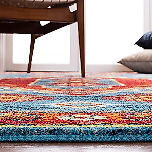 SAFAVIEH Vintage Hamadan Collection Accent Rug - 2'7" x 5', Blue & Orange, Design, Non-Shedding & Easy Care, Ideal for High Traffic Areas in Entryway, Living Room, Bedroom (VTH253M)