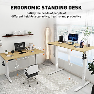 Win Up Time Electric Standing Desk Whole Piece Desktop 48 inch- Height Adjustable Desk, Sit Stand Desk Frame & Top, Stand up Desk with Wheels for Replacement
