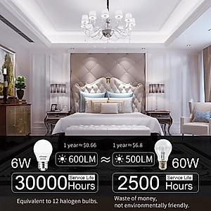 comzler E26 LED Ceiling Fan Light Bulbs 3000K Soft Warm White, 60 Watt Equivalent Light Bulbs, A15 LED Refrigerator Light Bulb, E26 Base Small Light Bulb, Eye Protection, 120V, 600LM, CRI 85+, 6 Pack