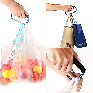 sansheng 4 Pack Large Carabiner 5.5" D Style Click and Carry Bag Carrier Stroller Hooks(Black and Blue)