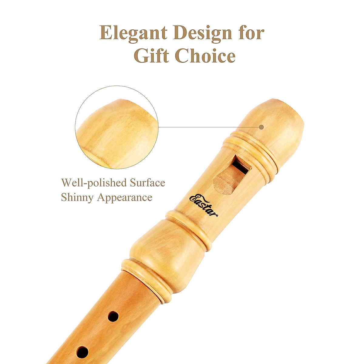 Eastar Soprano Recorder Instrument for Kids Adults Beginners, German fingering C Key Maple Wooden Recorder, 3 Piece Recorder With Hard Case, Fingering Chart, Cleaning Kit, ERS-31GM