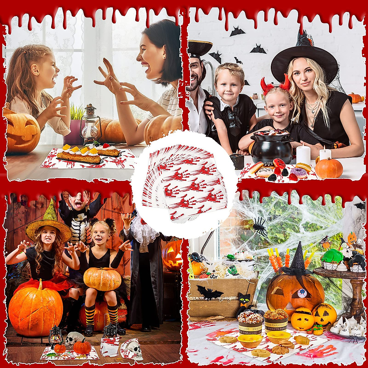 150 Pcs Halloween Wax Paper Sheets Food Dry Wrapping Paper with Blood Pattern Square Waterproof Deli Paper Oil Proof Sandwich Tray Picnic Basket Liners for Halloween Party Kitchen Handmade Supplies