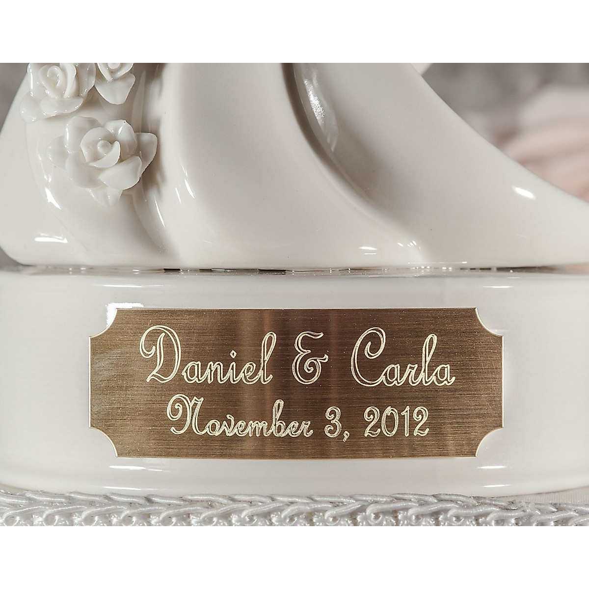 Personalized Stylized Dancing Bride and Groom Wedding Cake Topper - Custom Names and Wedding Date
