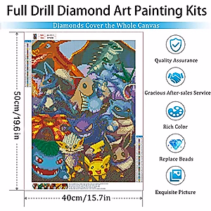 GemZono Diamond Painting Kits for Adults&Kids DIY 5D Diamond Art Paint with Round Diamonds Art Painting Kit for Home Wall Decor Gifts(40x50cm)