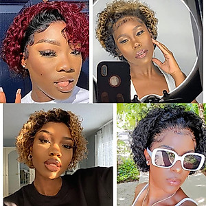 Czrleaty Pixie Cut Wig Human Hair Short Curly Lace Front Wigs Human Hair 13X1 Pixie Wigs for Black Women Pre Plucked Short Curly Pixie Cut Lace Front Wigs Human Hair