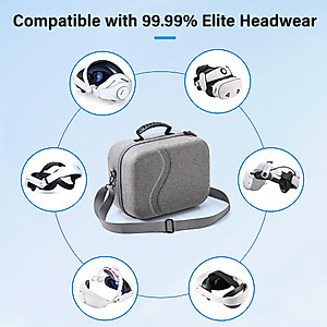 Large Carrying Case for Meta Quest 3S/3, Hard Travel Case Compatible with BOBOVR S3 Pro/KIWI Design Battery Head Strap, Quest Controller and Accessory, Portable Hard Shell Travel Bag, Grey