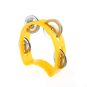 Musiclily Plastic 6 Inch Handheld Half Moon Tambourines Percussion Jingles Musical Instrument, Red/Yellow(Pack of 2)