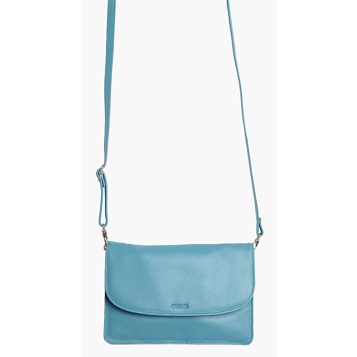 SADDLER Womens Leather Cross Body Purse Clutch Detachable Strap | Designer Sling Bag For Ladies - Teal