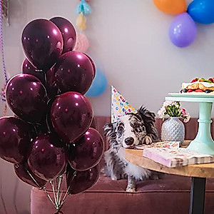 Chrome Burgundy Balloons 10 Inch Double-Layered Metallic Wine Red Ballons Latex 50PCS Burgundy Balloons for Parties Decoration Wedding Supplies Graduation Decor Baby Shower Decorations