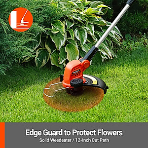 MAXLANDER 12 Inch 20V Cordless String Trimmer, 2 PCS 2.0Ah Battery Weed Wacker/Edger, 1 Quick Charger,6 PCS Replacement Spool Trimmer Lines, Length Adjustable, Powerful Lightweight Grass Trimmer