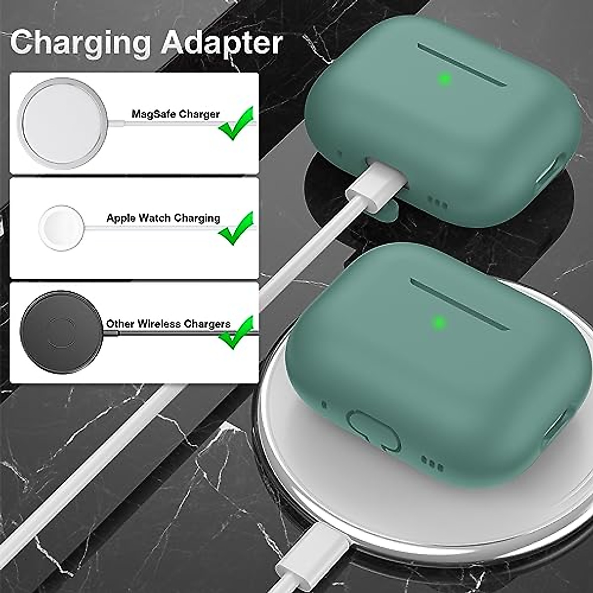 OULUOQI Compatible with AirPods Pro 2 Case 2023/2022, Soft Silicone Skin Cover Shock-Absorbing Protective Case Compatible with Apple AirPods Pro 2nd Generation Case [Front LED Visible]