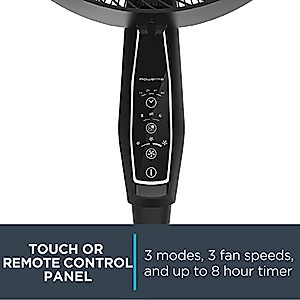Rowenta Extreme Outdoor Fan with Remote 65 Inches Ultra Quiet Fan Oscillating, Portable, 3 Speeds, Digital Control VU4510, Black