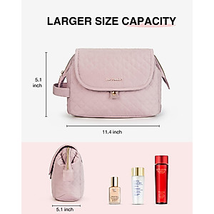 BAGSMART Travel Toiletry Bag, Toiletry Bag for Women with Hanging Hook, Large Wide-open Cosmetic Bag Make Up Organizer Case Travel Bag for Toiletries Accessories,Traveling, Camping, Pink