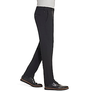 Van Heusen Men's Slim Fit Flex Flat Front Pant, Black, 34W x 30L