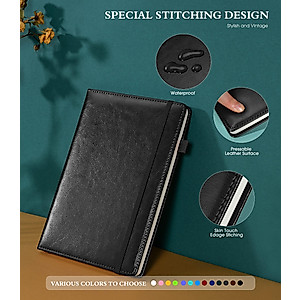 Ansopu Lined Journal Notebook for Writing, A5 100 GSM Thick Paper, Leather Hardcover Journal for Woman Men, Travel Journal Diary 160 Pages(5.75'' X 8.38'' Black)