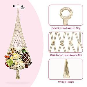 LAT LEE AND TOWN Stuffed Animal Net or Hammock Hanging Toy Net Stuff Animal Storage Hammock Organizer for Nursery Kids Room Bedroom Playroom (Beige)