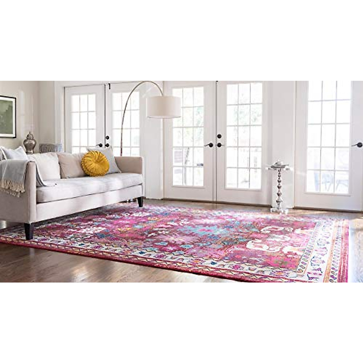 Rugs.com Fleur Collection Rug – 8' x 11' Multi Medium-Pile Rug Perfect for Living Rooms, Large Dining Rooms, Open Floorplans
