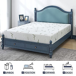 IULULU Twin Size Mattress in a Box, 8 Inch Gel Memory Foam Mattress with Bamboo Cover, Cooling Bed Mattress Made in USA, CertiPUR-US Certified,White