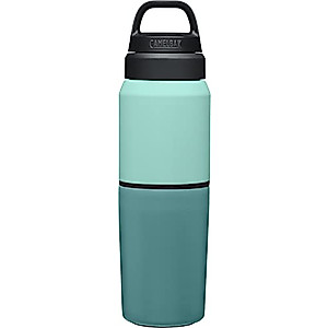 CamelBak MultiBev Water Bottle & Travel Cup – Vacuum Insulated Stainless Steel – Coastal/Lagoon – 17 oz bottle & 12 oz cup