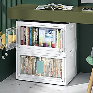 Bemodst Plastic Storage Bins With Lids, Storage Containers For Organizing,Stackable Storage Container For Clothing Books Toys,Foldable Plastic Double Door Storage Box