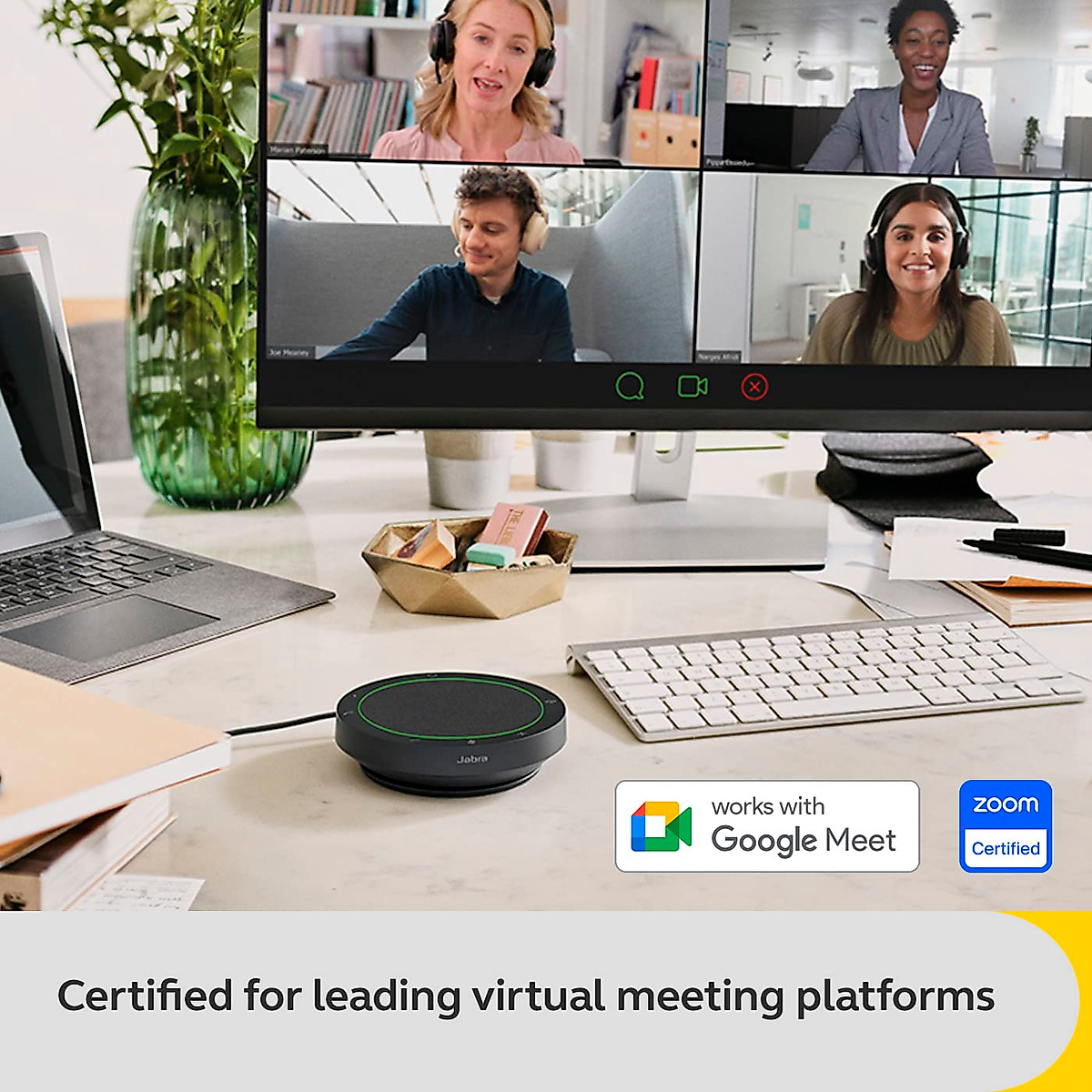 Jabra Speak2 40 Portable Speakerphone - 4 Noise-Cancelling Mics, 50mm Full Range Speakers with Wideband Audio for Clear Sound, USB-A/USB-C Connections - Certified Microsoft Teams Speaker - Dark Grey