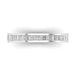 Clara Pucci 0.84 ct Brilliant Princess Cut Clear Simulated Diamond 14k White Gold Wedding Engagement Designer Anniversary Ring Band Sz 7