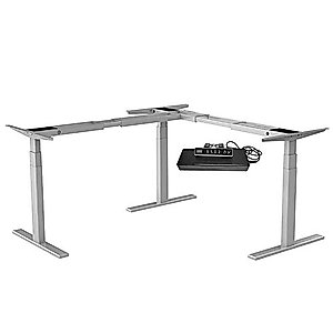 Bookshelf Height-Adjustable L-Shaped Standing Corner Desk Frame, Intelligent Electric Lifting Table with 4 Automatic Memory Keyboards, Heavy-Duty Steel Desk can Rotate 120°, for Home Office