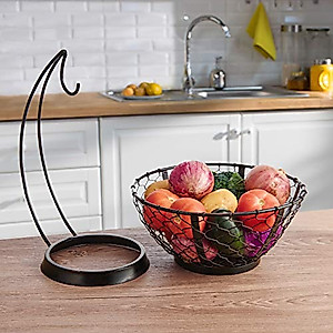 Gourmet Basics by Mikasa Farmer's Market Fruit Basket with Banana Hook, 14 3/4 inches Tall with a 12-inch Diameter, Black