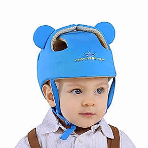 ESUPPORT Baby Adjustable Safety Helmet Headguard Protective Harnesses Hat Providing Safer Environment When Learning to Crawl Walk Play (Blue-1)