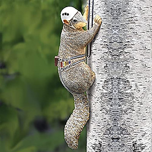 WHAT ON EARTH Climbing Squirrel Figurine - Garden Decor for Outside, Yard Art Squirrel Gifts, Funny Tree Climber Statue Outdoor Decor