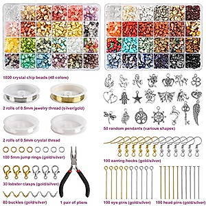 Quefe 2360pcs 48 Colors Crystals Beads for Ring Making Kit, Gemstone Chip Irregular Natural Stone with Jewelry Making Supplies for DIY Craft Necklace Bracelet Earrings