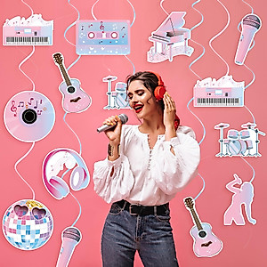 Popular Birthday Party Decorations Music Party Hanging Swirl Guitar Themed Party Decorations for Girls Birthday Fans Celebration Party Supplies