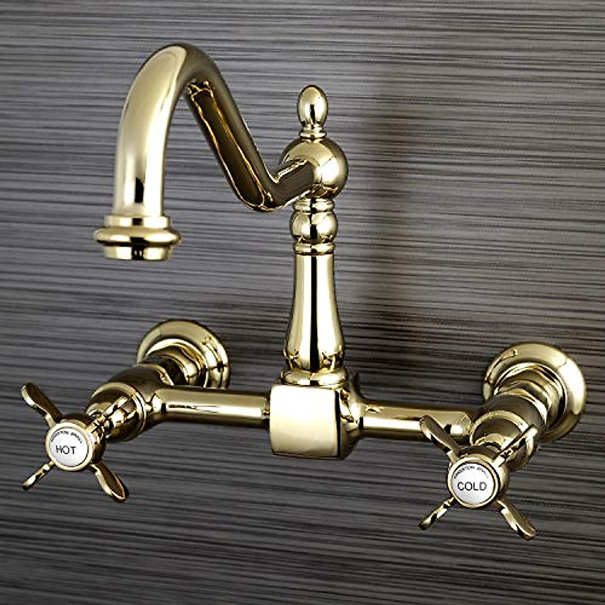 Kingston Brass KS1242BEX Essex Bridge Kitchen Faucet, Polished Brass