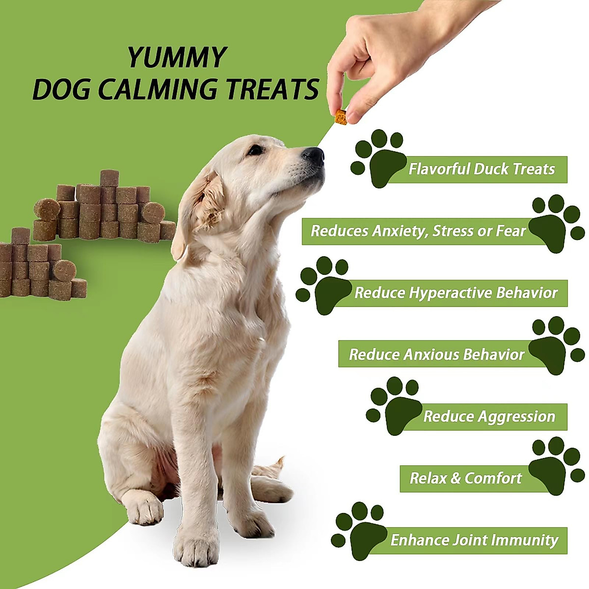 GKD Calming Bites for Dogs, All Natural Calming Chews for Dogs, Dog Anxiety Relief Stress, for Hyper Dogs, Aid with Separation Dog Calming Treats - Travel, Thunder