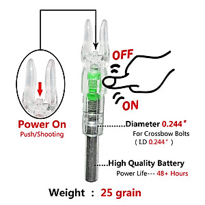 E-Arc 6PCS-New S Lighted Nocks for Arrows with .244/6.2mm Inside Diameter Led Lighted Nock Compound Bow Arrow Nock for Hunting Shooting (No Screwdriver Required)