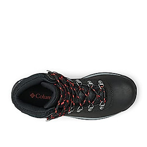 Columbia womens Newton Ridge Plus Waterproof Hiking Boot, Black/Poppy Red, 8 US