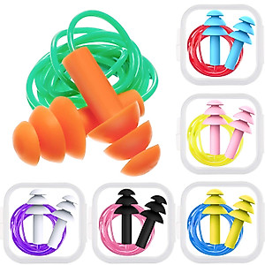 Bememo 6 Pairs Ear Plugs Noise Cancelling Reusable Earplugs for Sleeping and Swimming, 6 Assorted Colors (Multicolor E)